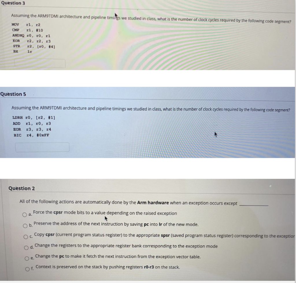 Solved Question 3 While executing an interrupt handling | Chegg.com