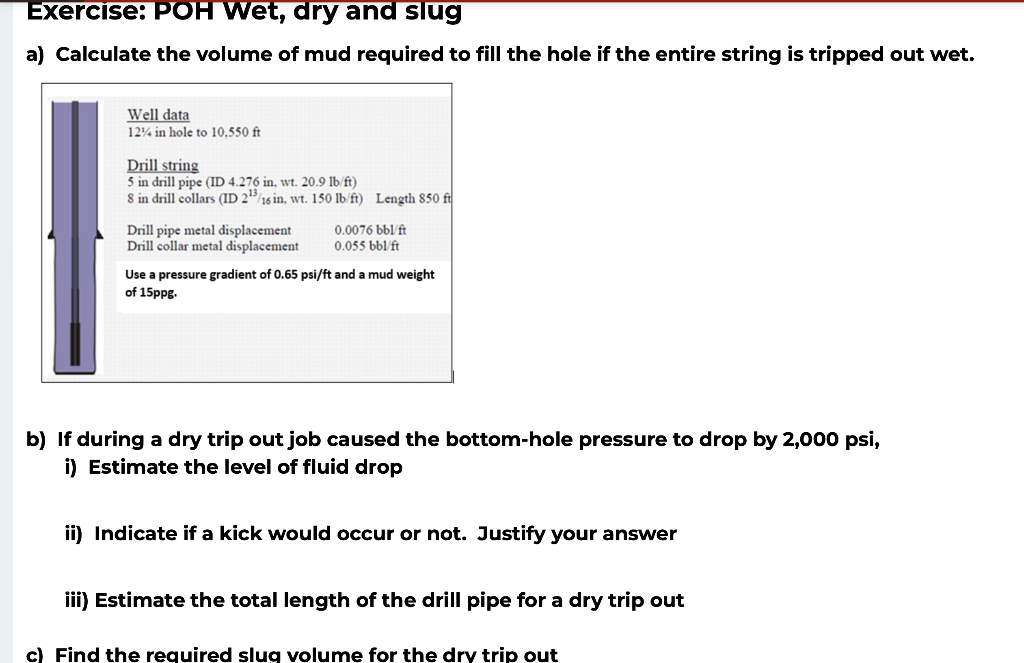 Solved Exercise: POH Wet, dry and slug a) Calculate the | Chegg.com