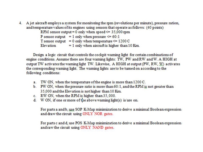 Solved 4. A jet aircraft employs a system for monitoring the | Chegg.com
