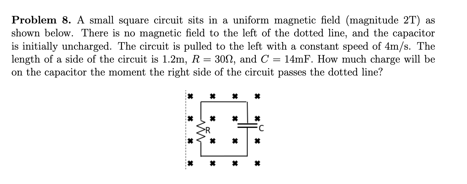 Solved Problem 8. A small square circuit sits in a uniform | Chegg.com
