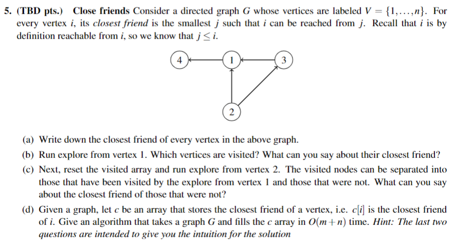 Solved 5. (TBD pts.) Close friends Consider a directed graph | Chegg.com