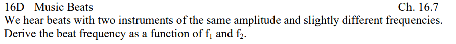 Solved 16D Music Beats Ch. 16.7 We hear beats with two | Chegg.com
