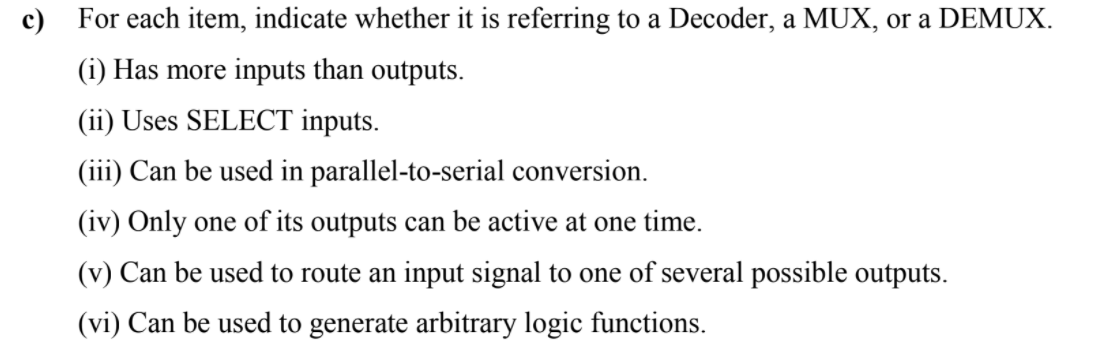 Solved c) For each item, indicate whether it is referring to | Chegg.com