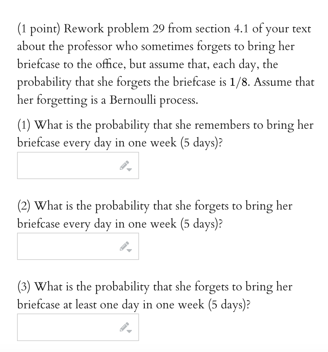 Solved 1 Point Rework Problem 27 From Section 4 1 Of Your