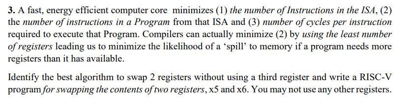 Solved 3. A fast, energy efficient computer core minimizes | Chegg.com