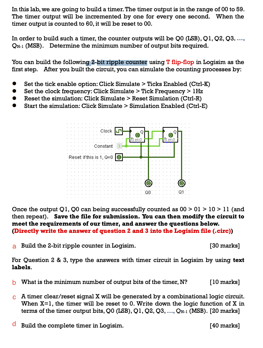 Solved In this lab, we are going to build a timer. The timer | Chegg.com