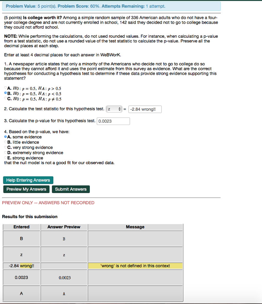 Solved Problem Value: 5 point(s). Problem Score: 60%. | Chegg.com