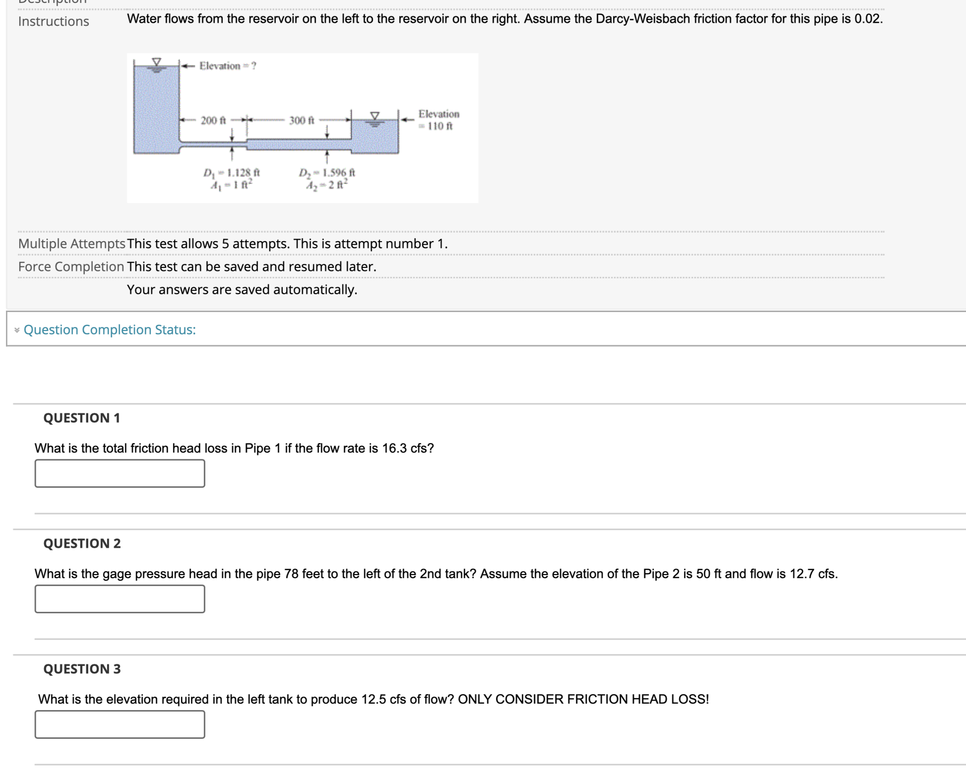 Solved Instructions Water flows from the reservoir on the | Chegg.com