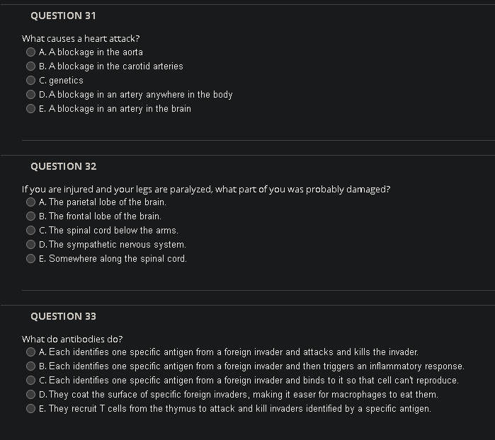 Solved QUESTION 31 What causes a heart attack? A. A blockage | Chegg.com