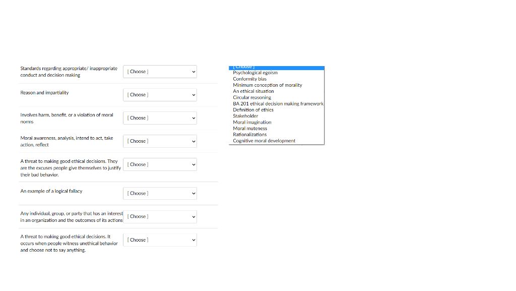 Solved Standards regarding appropriate/ inappropriate | Chegg.com