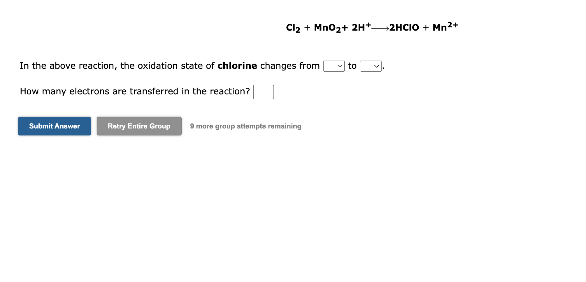 Solved Cl2+MnO2+2H+ 2HClO+Mn2+ In the above reaction, the | Chegg.com
