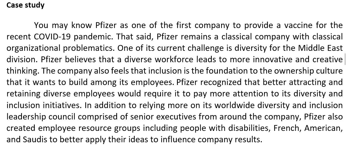 Solved Why is Pfizer interested in improving diversity and | Chegg.com