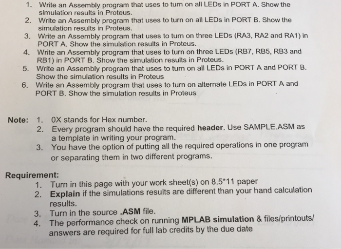 1. Write an Assembly program that uses to turn on all | Chegg.com