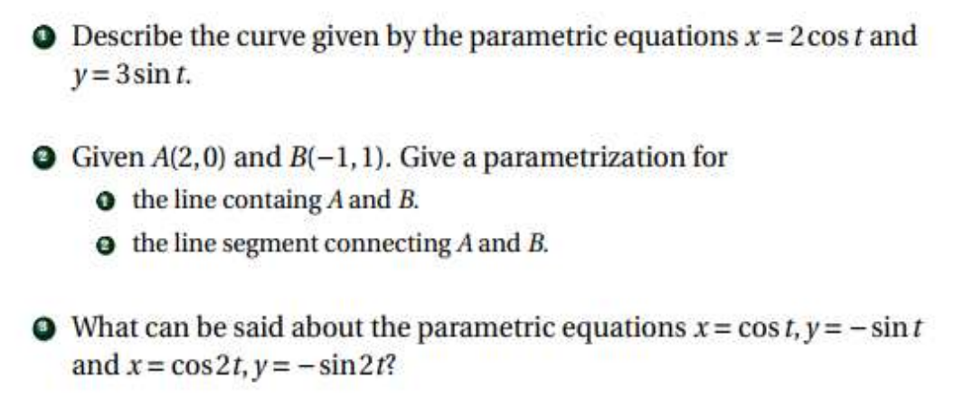 Solved Describe the curve given by the parametric equations | Chegg.com