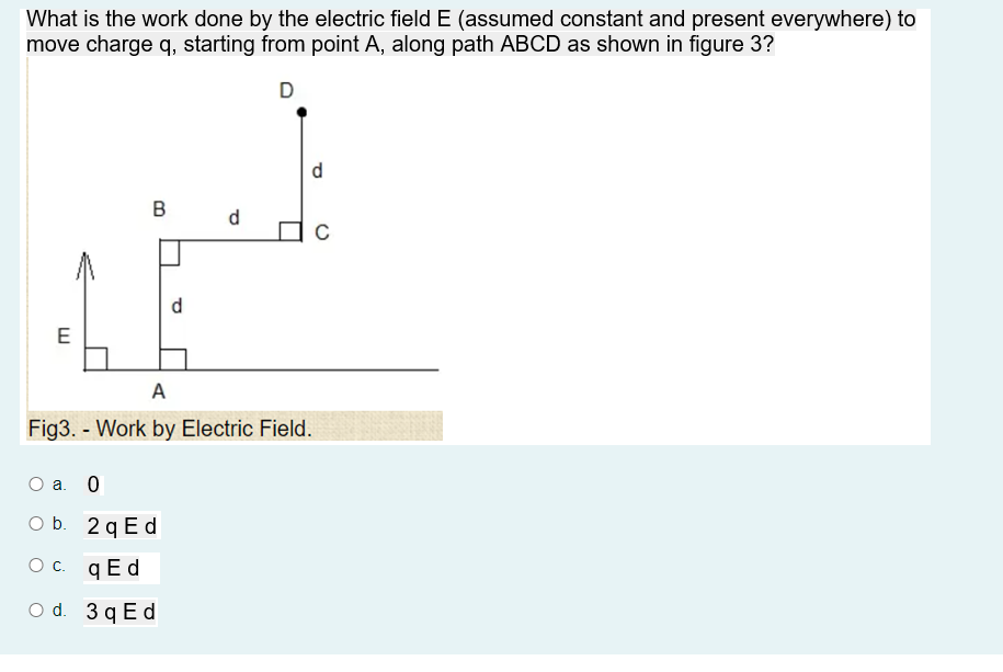 Solved What is the work done by the electric field E | Chegg.com