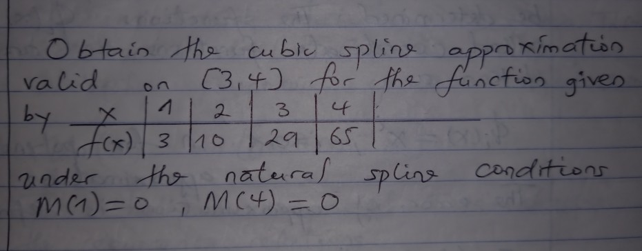 Solved approximation function given Obtain the cubic spline | Chegg.com