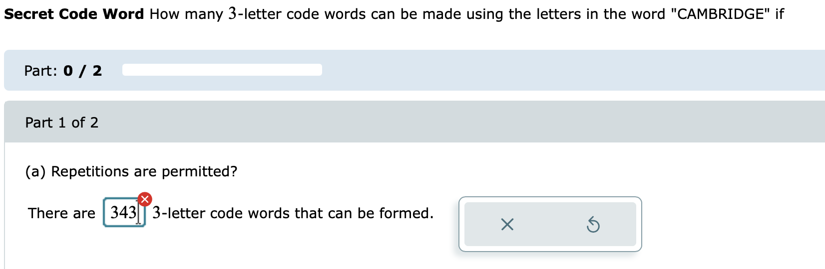 Solved Secret Code Word How many 3-letter code words can be | Chegg.com