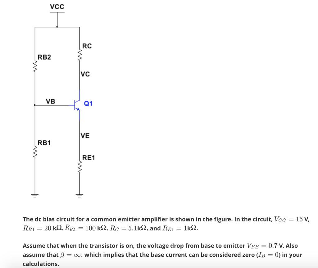 Solved Solve for the base voltage VB Solve for the emitter | Chegg.com