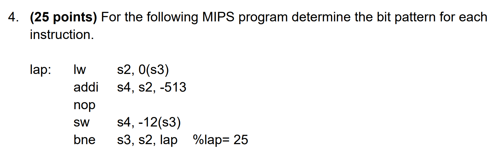 Solved 4 25 Points For The Following Mips Program 