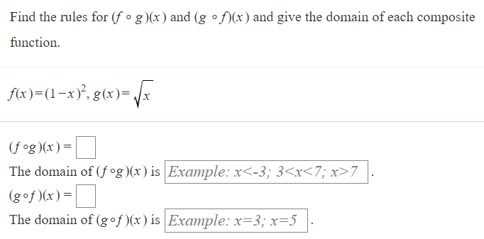 Solved Find the rules for (f@g)(x) ﻿and (g@f)(x) ﻿and give | Chegg.com