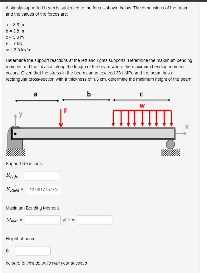 Solved A simply-supported beam is subjected to the forces | Chegg.com