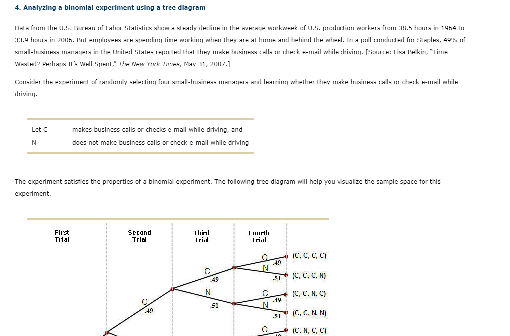 Solved 4. Analyzing a binomial experiment using a tree | Chegg.com