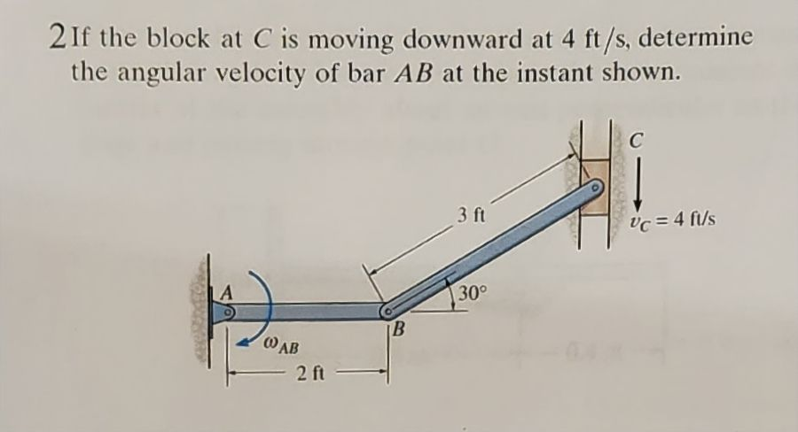 Solved 2 If the block at C is moving downward at 4ft/s, | Chegg.com