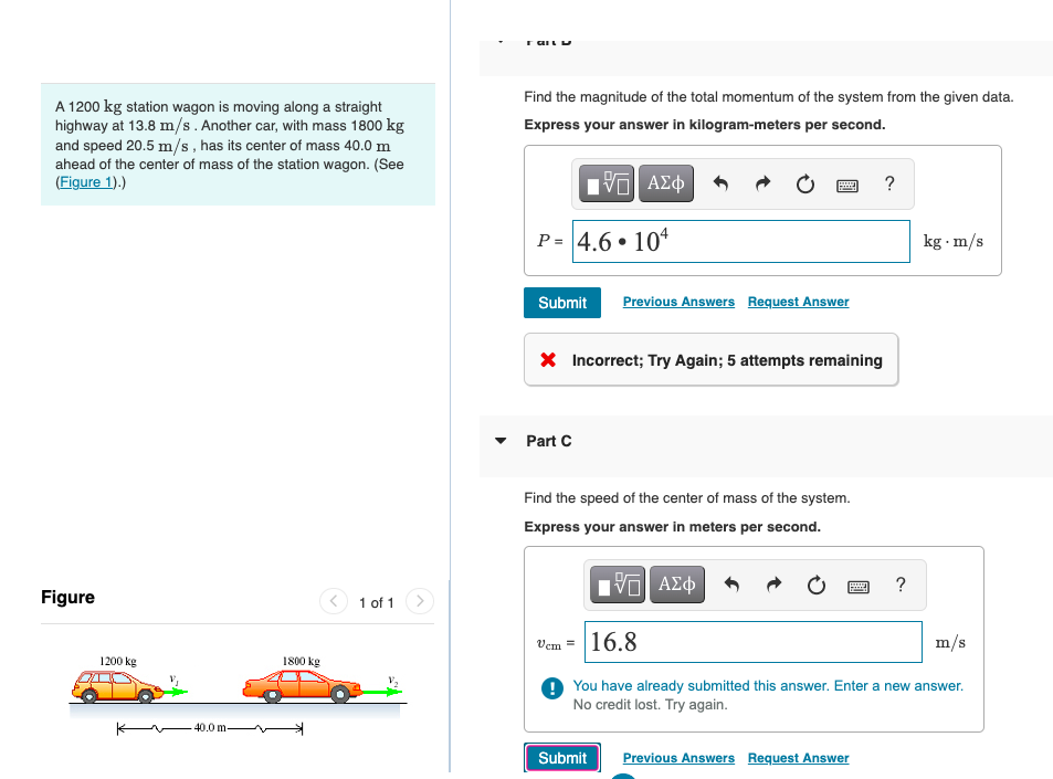Solved A 1200 kg station wagon is moving along a straight | Chegg.com