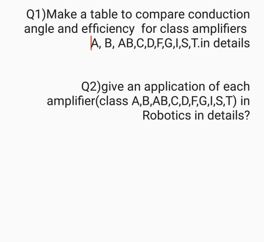 Solved Q1) Make a table to compare conduction angle and | Chegg.com