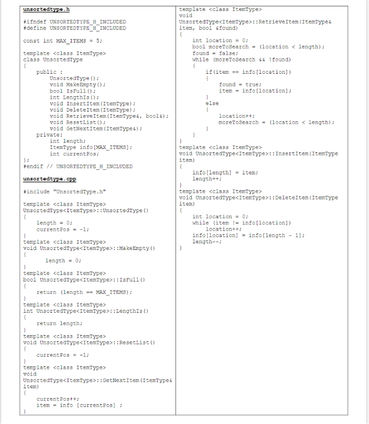 Solved template void UnsortedType:: RetrieveItem (ItemTypes | Chegg.com