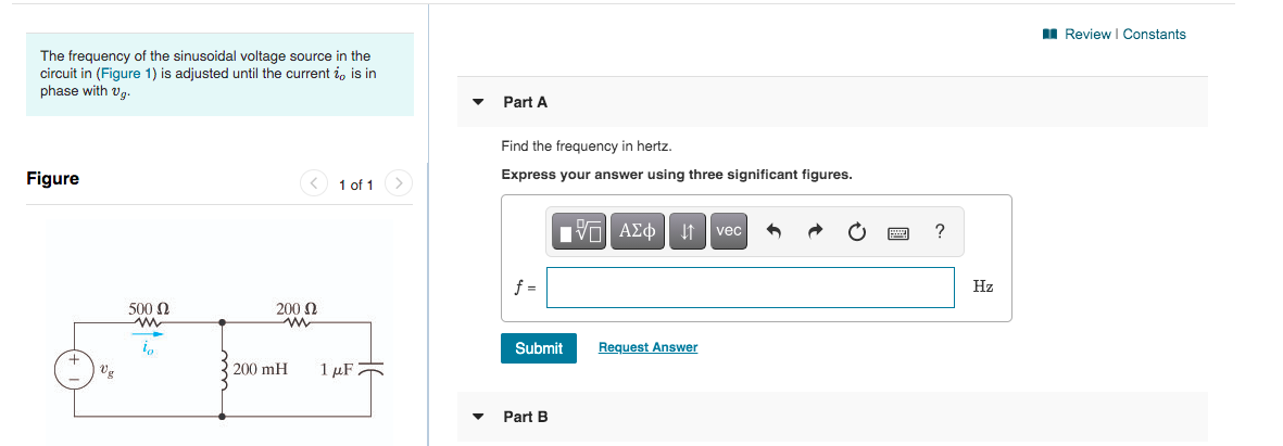 Solved A Review | Constants The frequency of the sinusoidal | Chegg.com
