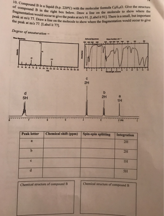 Solved pound B is a liquid (bp. 220 C) with the molecular | Chegg.com