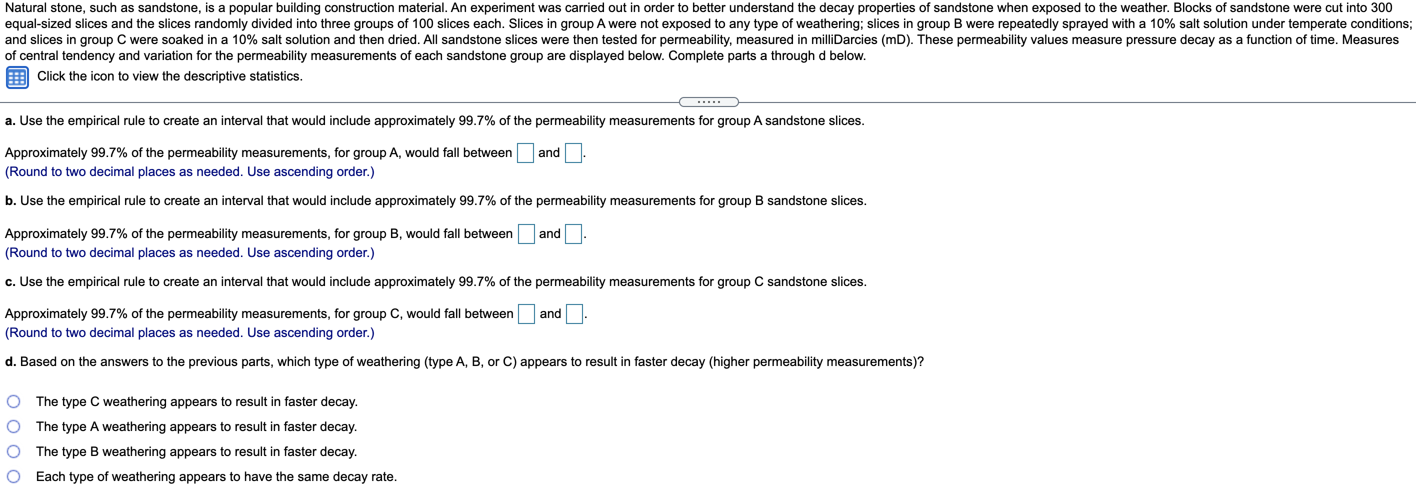 Solved Descriptive Statistics Standard Deviation Variable N 