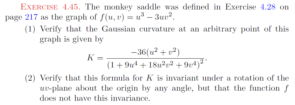 Solved EXERCISE 4.45. The monkey saddle was defined in | Chegg.com