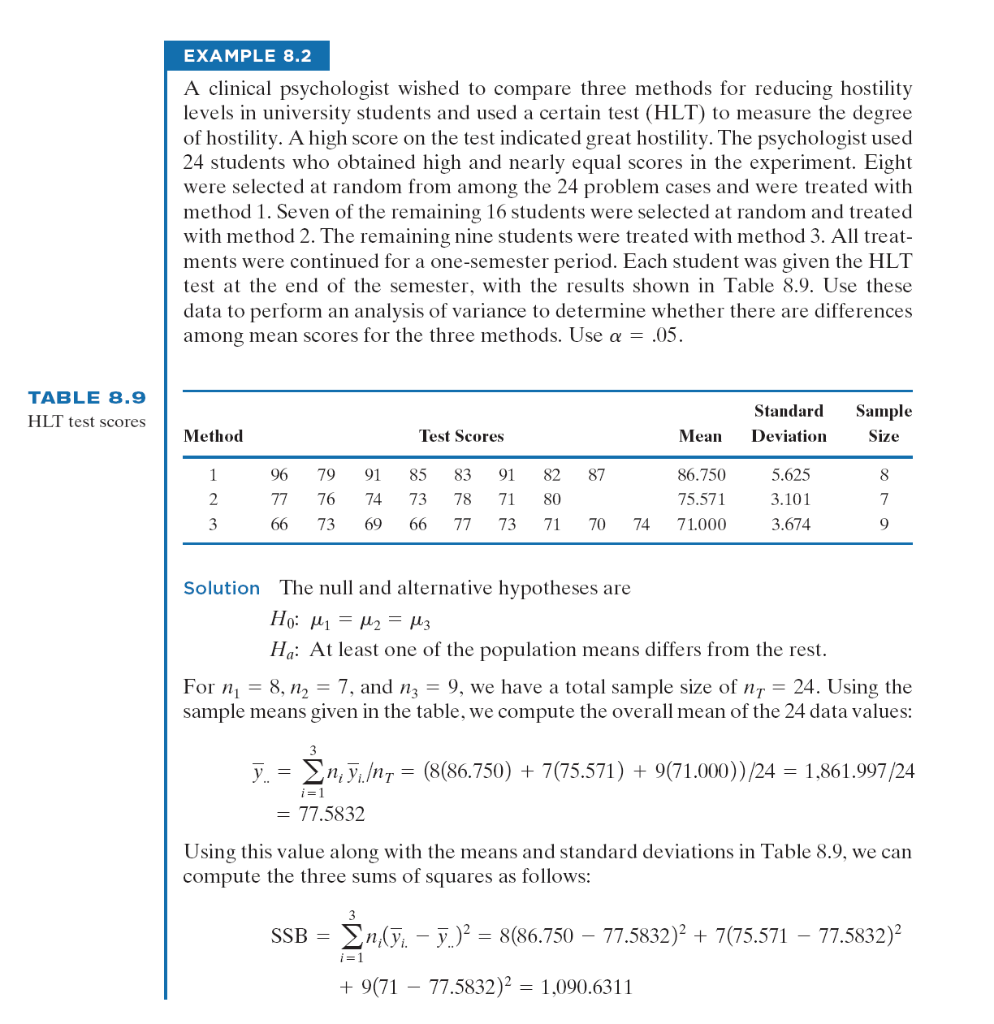 8.13 Refer to Example 8.2. a. Demonstrate that sW2 is | Chegg.com