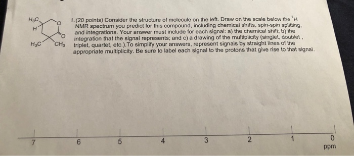 Solved H3C 1.(20 points) Consider the structure of molecule | Chegg.com
