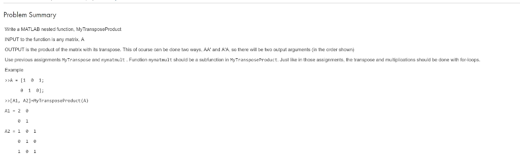 Solved Problem Summary Write A Matlab Nested Function
