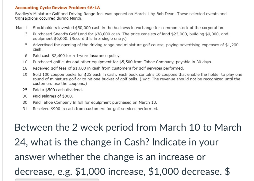 Solved Accounting Cycle Review Problem 4A-1A Bradley's | Chegg.com