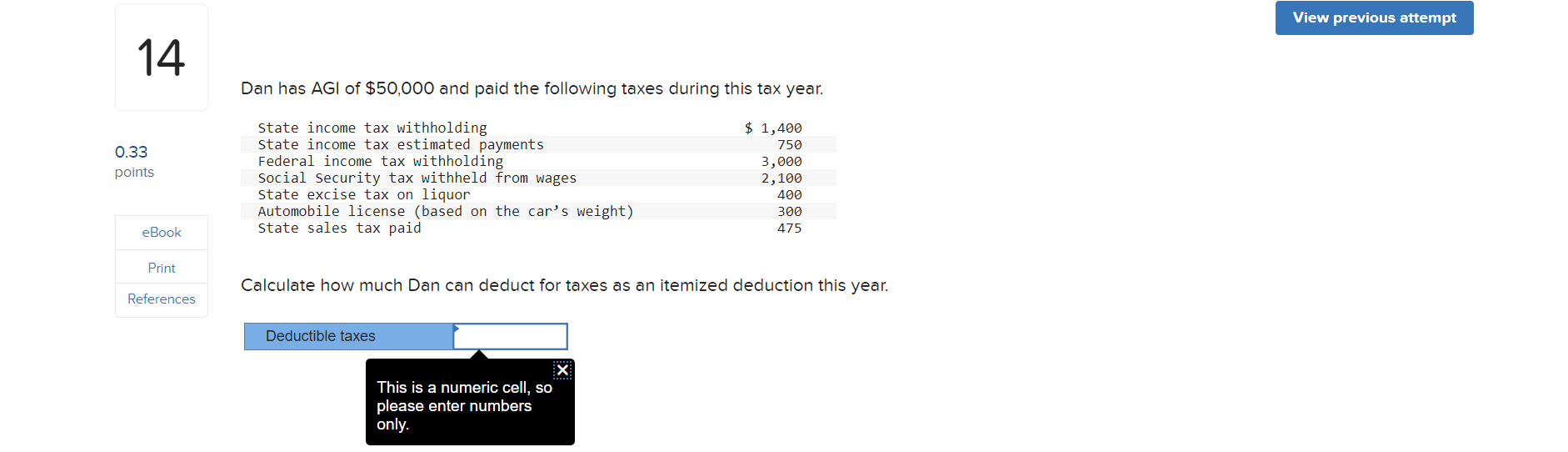 Solved View previous attempt 13 Required information [The | Chegg.com
