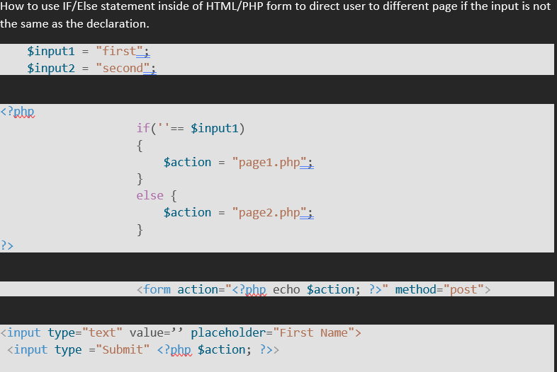 Solved ne same as the declaration. \$input1 = "first"; | Chegg.com