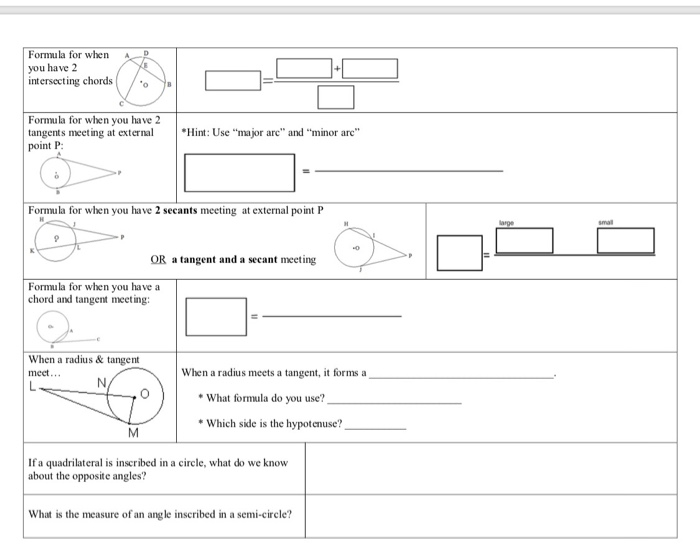 Solved Formula for when you have 2 intersecting chords | Chegg.com
