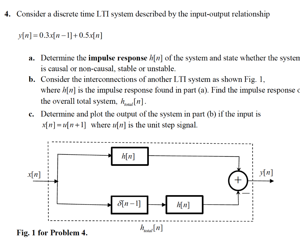 Solved 4. Consider a discrete time LTI system described by | Chegg.com