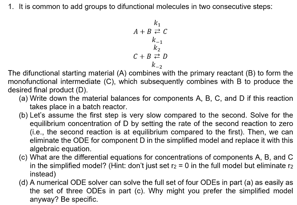 1. It is common to add groups to difunctional | Chegg.com