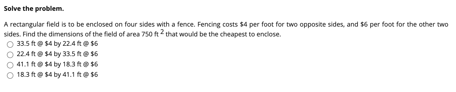Solved Solve the problem. A rectangular field is to be | Chegg.com