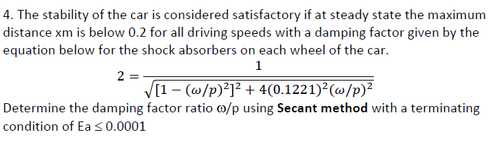 Solved 4. The stability of the car is considered | Chegg.com