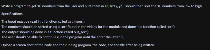 Solved Write a program to get 10 numbers from the user and | Chegg.com