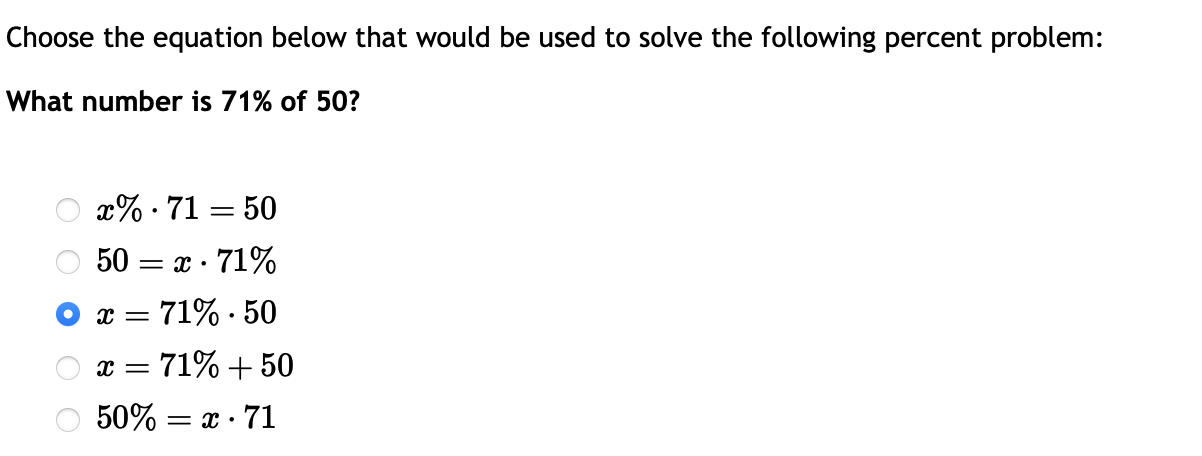 Solved Choose the equation below that would be used to solve | Chegg.com