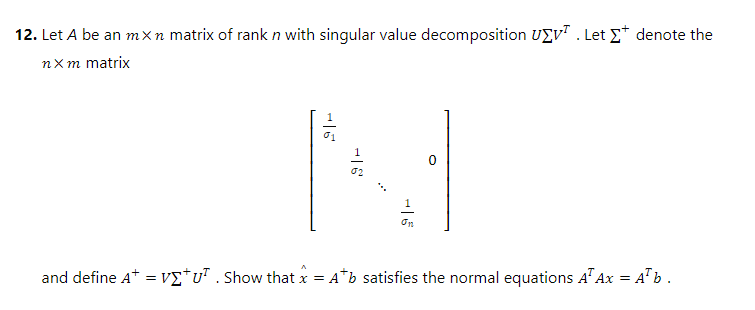 Solved 12. Let \\( A \\) be an \\( m \\times n \\) matrix of | Chegg.com