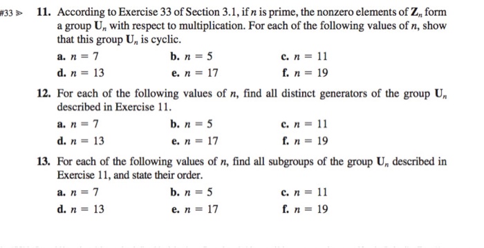 Solved 11. According to Exercise 33 of Section 3.1, if n is | Chegg.com