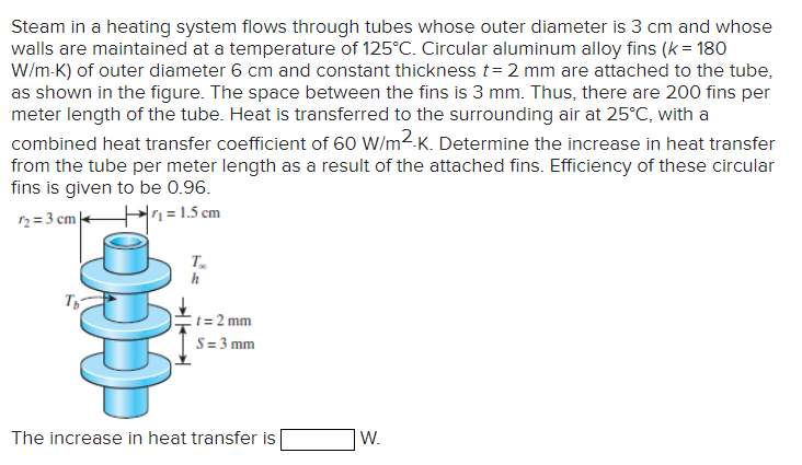 Solved Steam in a heating system flows through tubes whose | Chegg.com